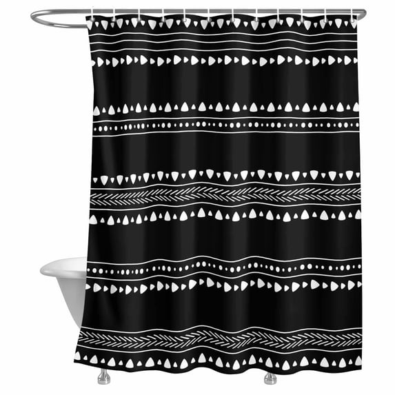 Bathroom Shower Curtain Abstract Bohemian Striped Lines Waterproof ...