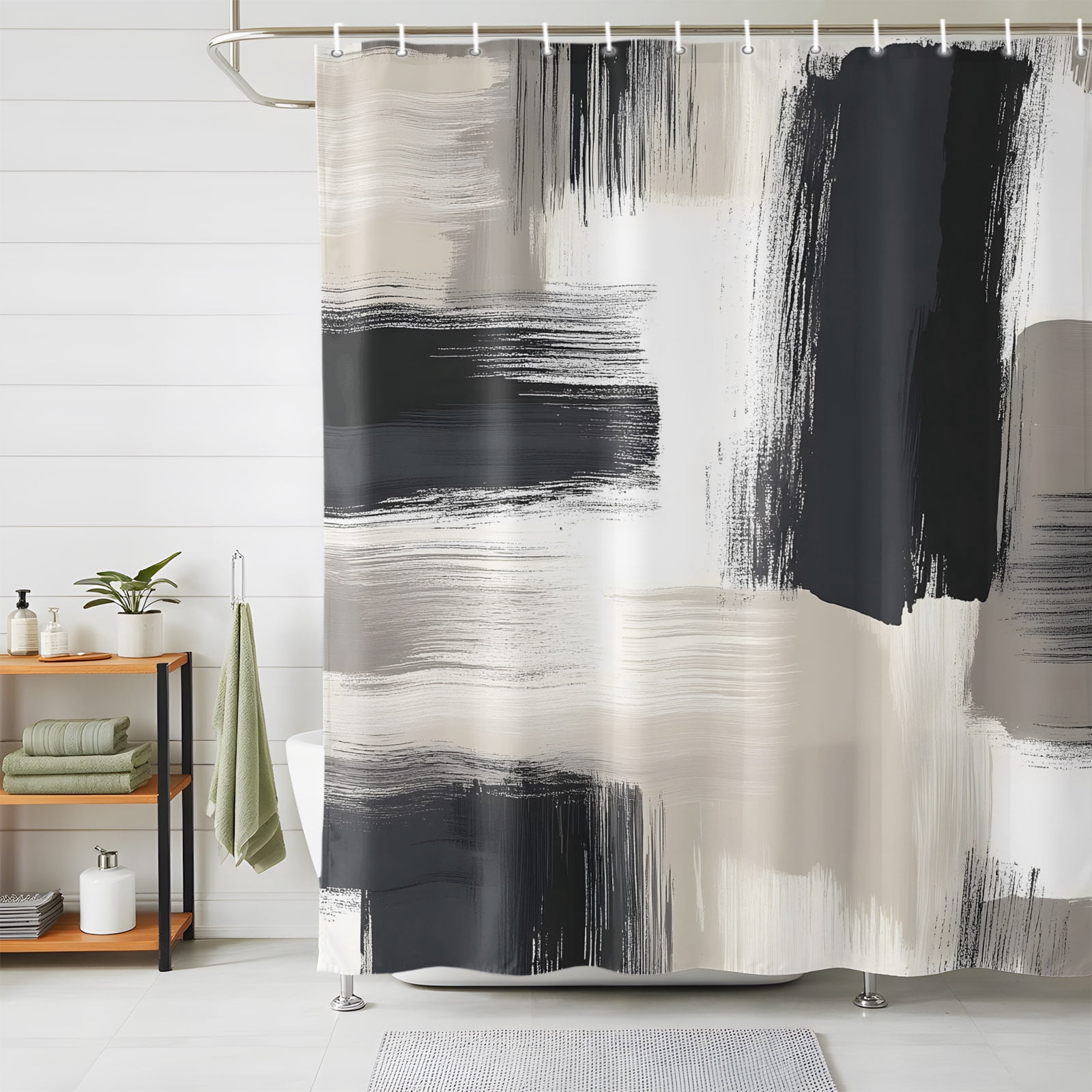 Bathroom Shower Curtain Abstract Color Block Graffiti Art Waterproof ...