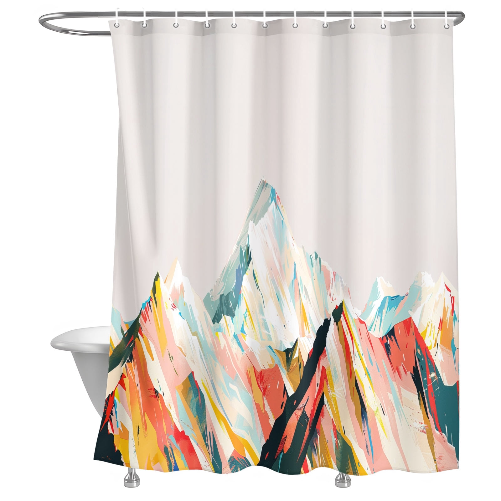 Bathroom Shower Curtain Abstract Colorful Natural Scene Mountain ...