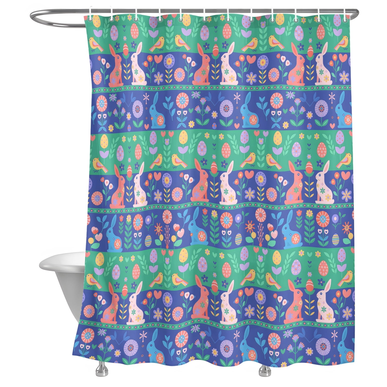 Bathroom Shower Curtain Abstract Country Rabbit Waterproof Shower ...