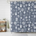 Bathroom Shower Curtain Abstract Dog Paw Navy Blue Waterproof Shower ...