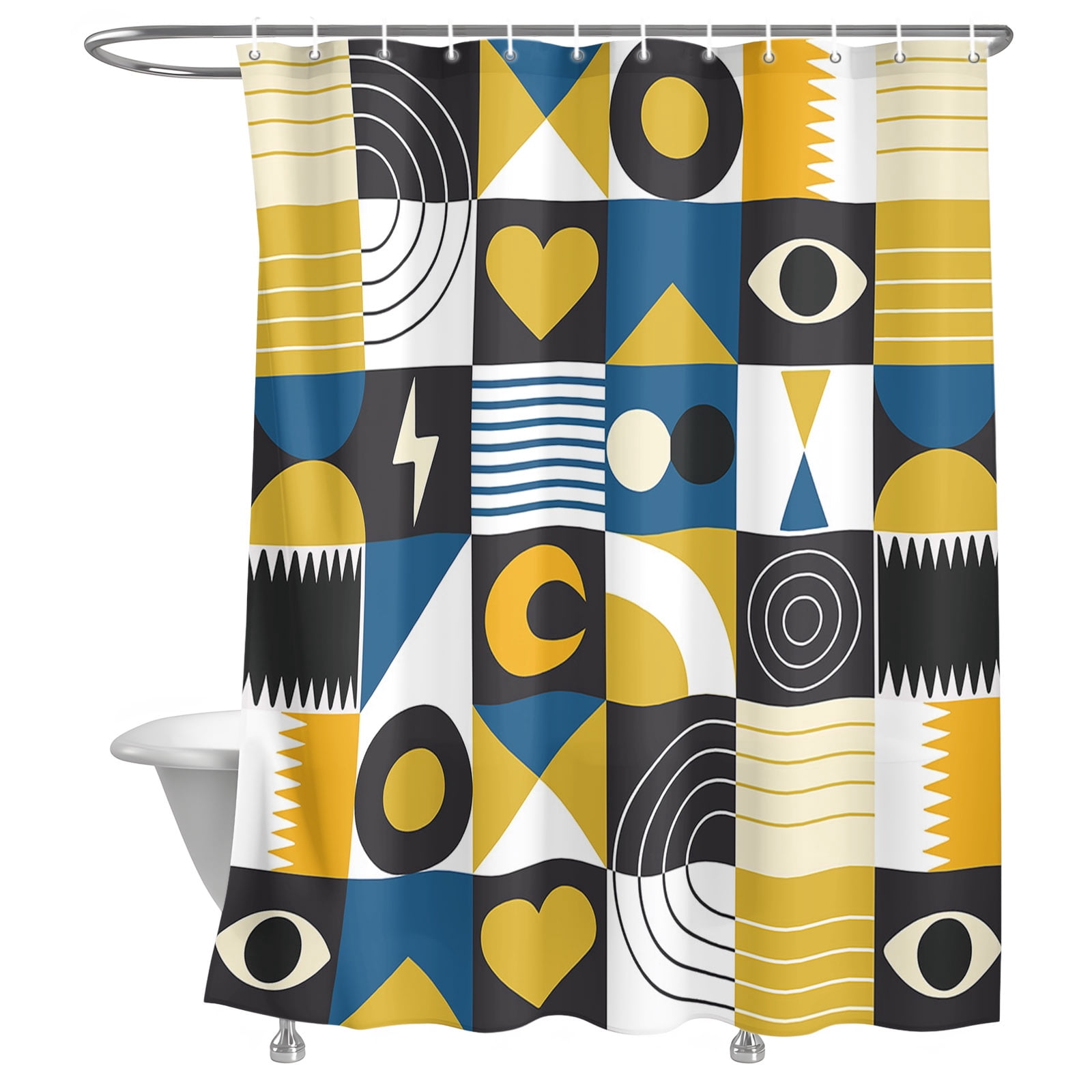 Bathroom Shower Curtain Abstract Eyes Moon Love Heart Waterproof Shower ...