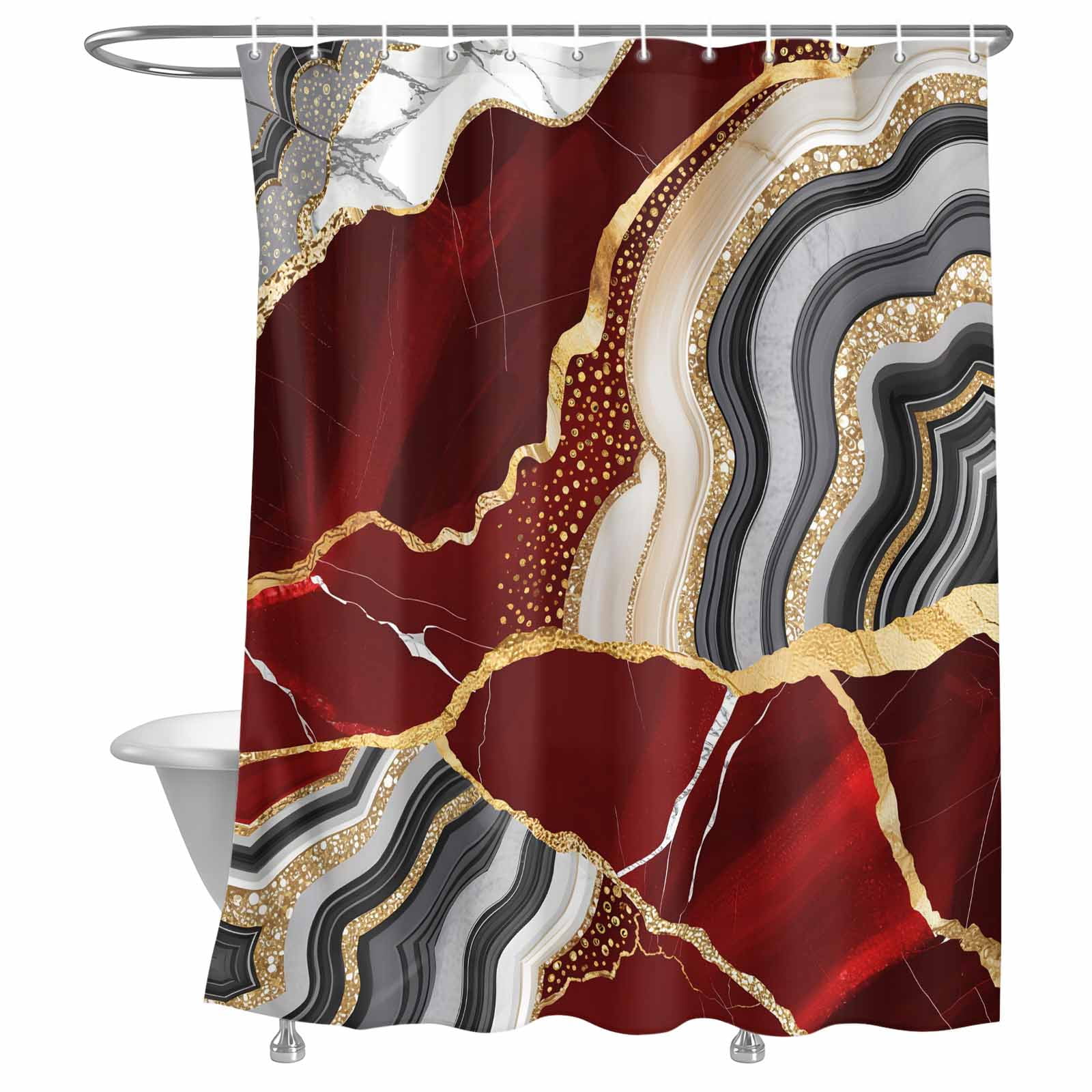 Bathroom Shower Curtain Abstract Flowing Marble Fluid Art Waterproof ...