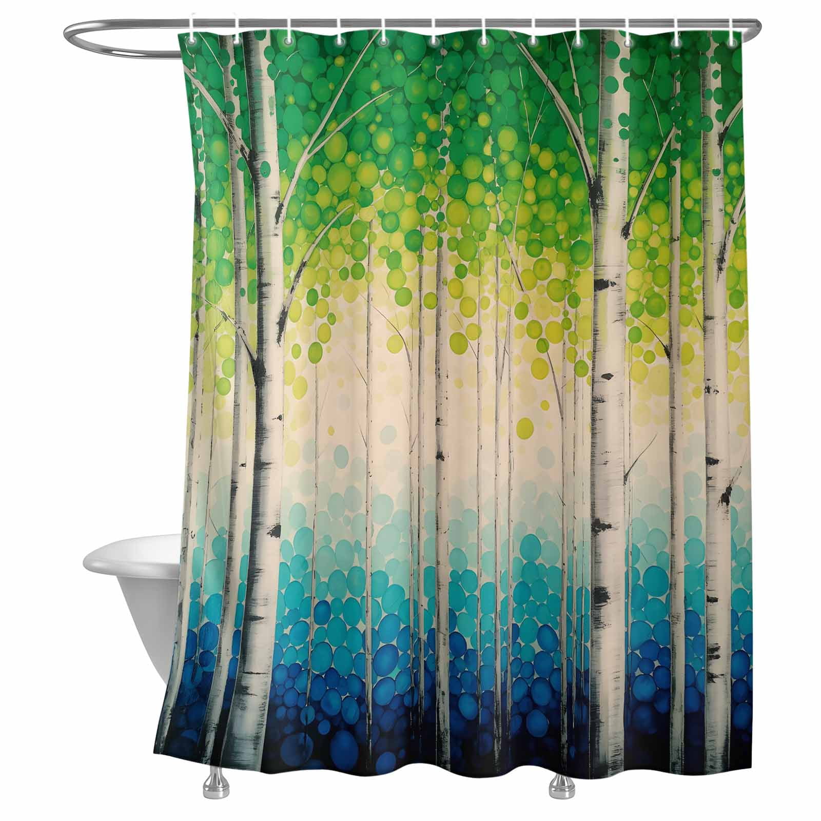 Bathroom Shower Curtain Abstract Forest Trees Waterproof Shower ...