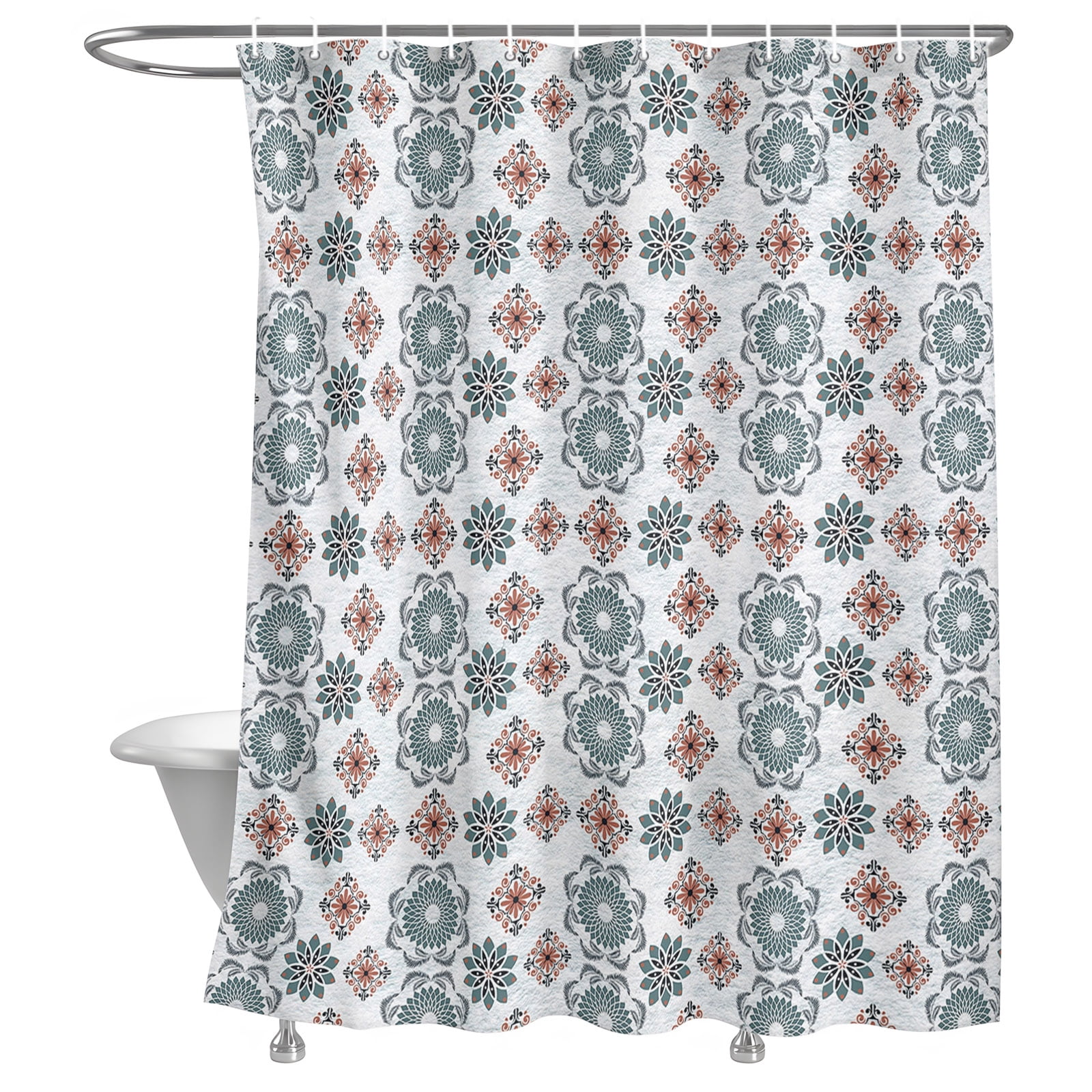 Bathroom Shower Curtain Abstract Geometric Flower Texture Waterproof ...