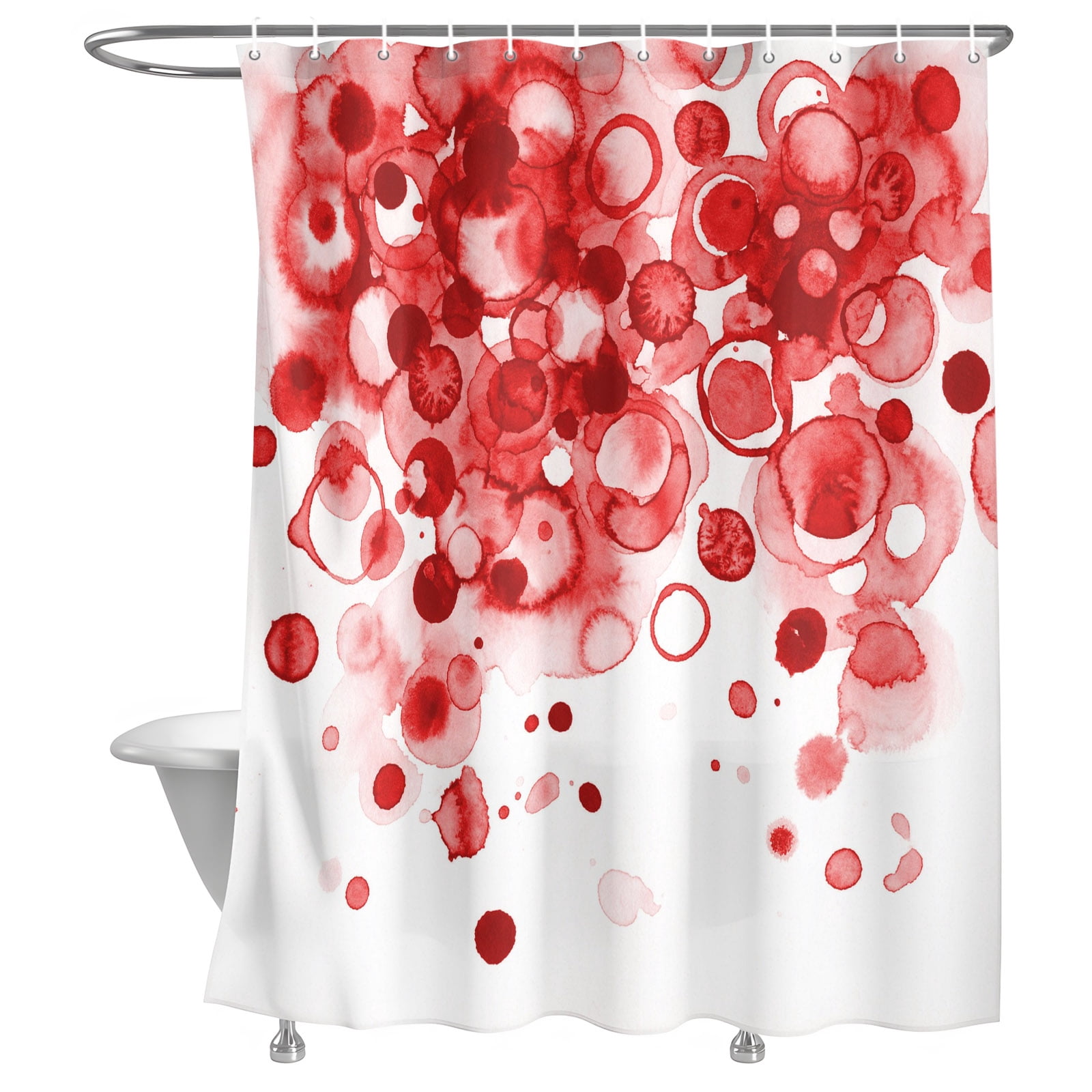 Bathroom Shower Curtain Abstract Gradient Red Polka Dots Circles ...
