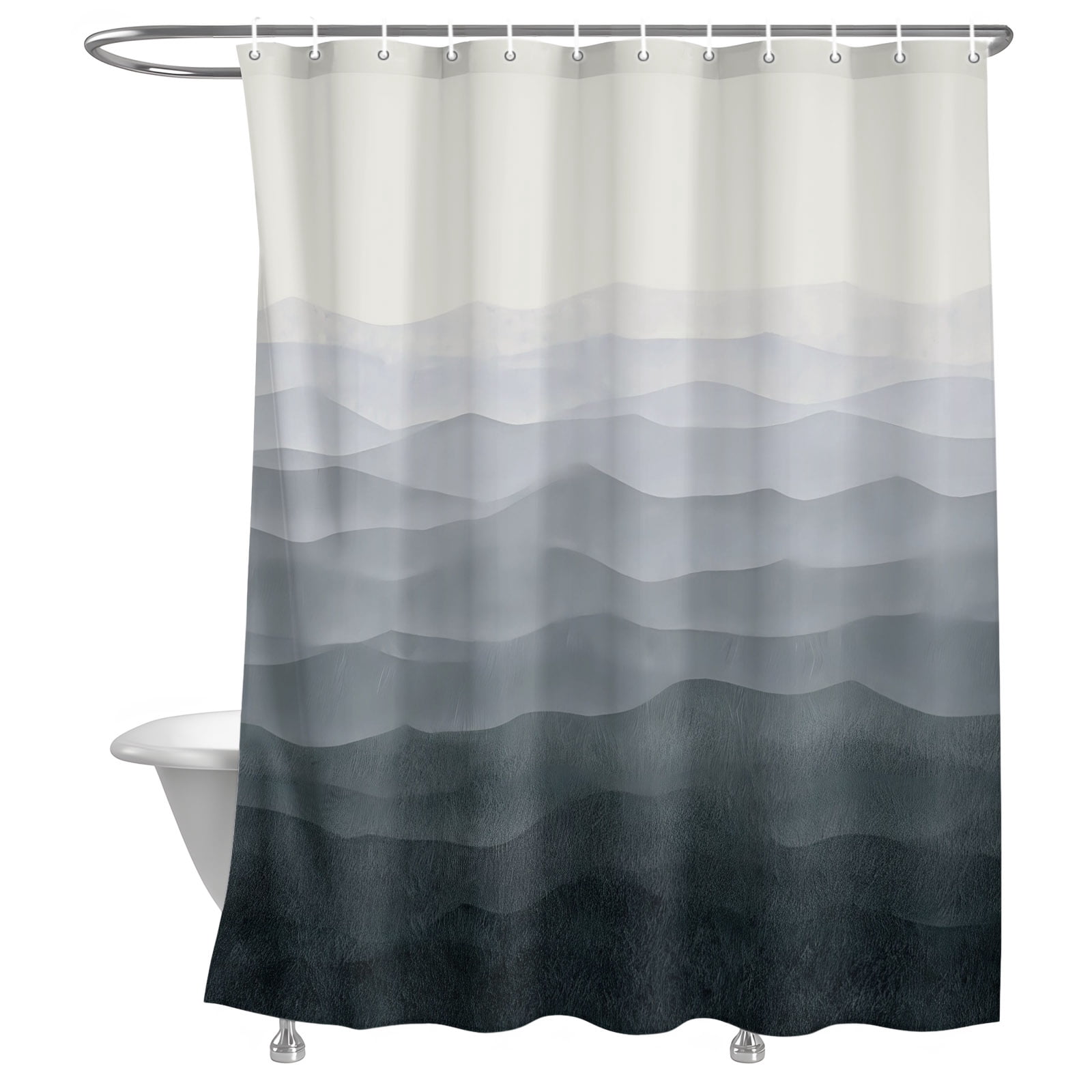 Bathroom Shower Curtain Abstract Gray Gradient Waterproof Shower ...