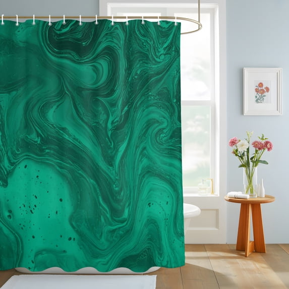 Bathroom Shower Curtain Abstract Green Water Ripple Waterproof Shower ...