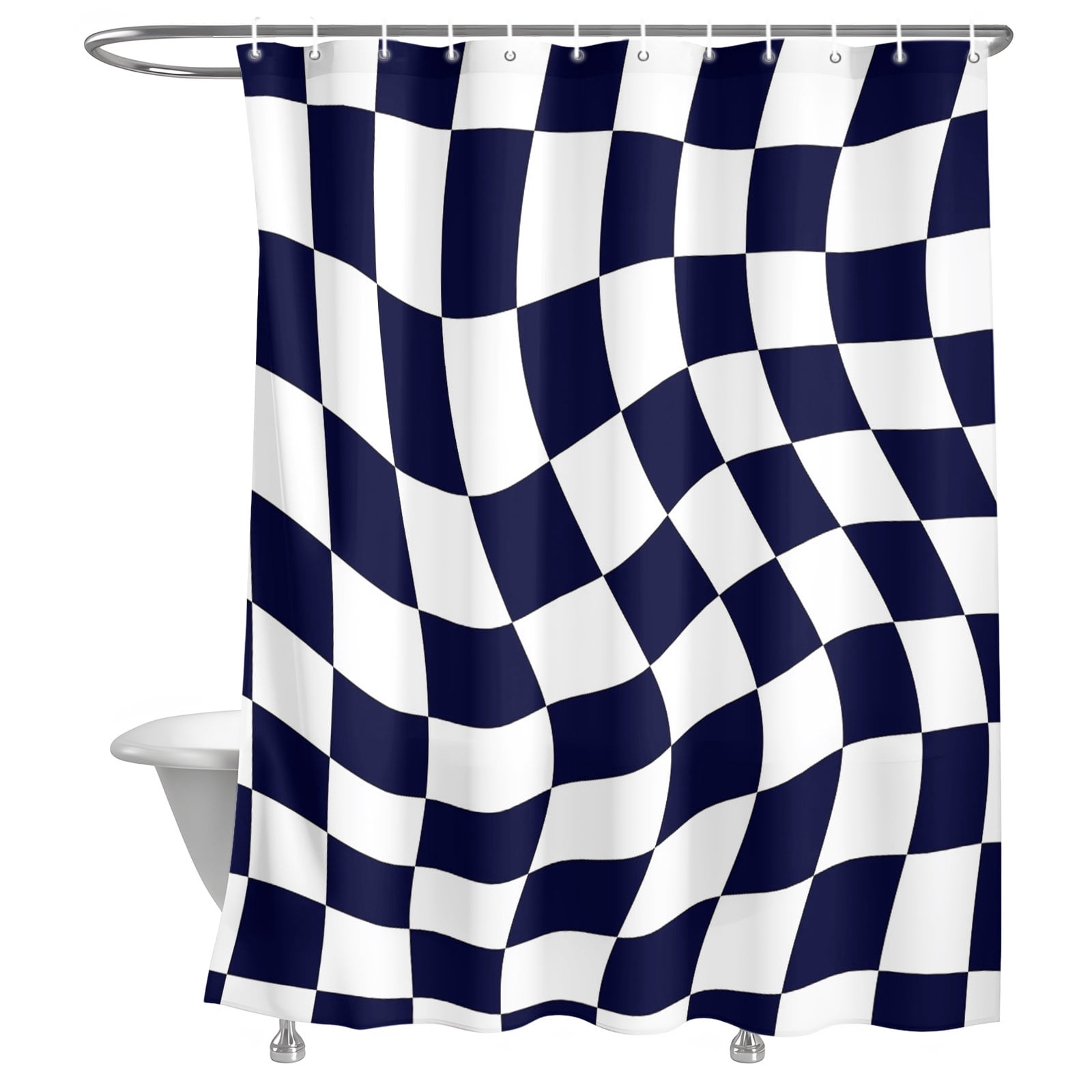Bathroom Shower Curtain Abstract Illusion Aesthetic Grid Art Waterproof ...