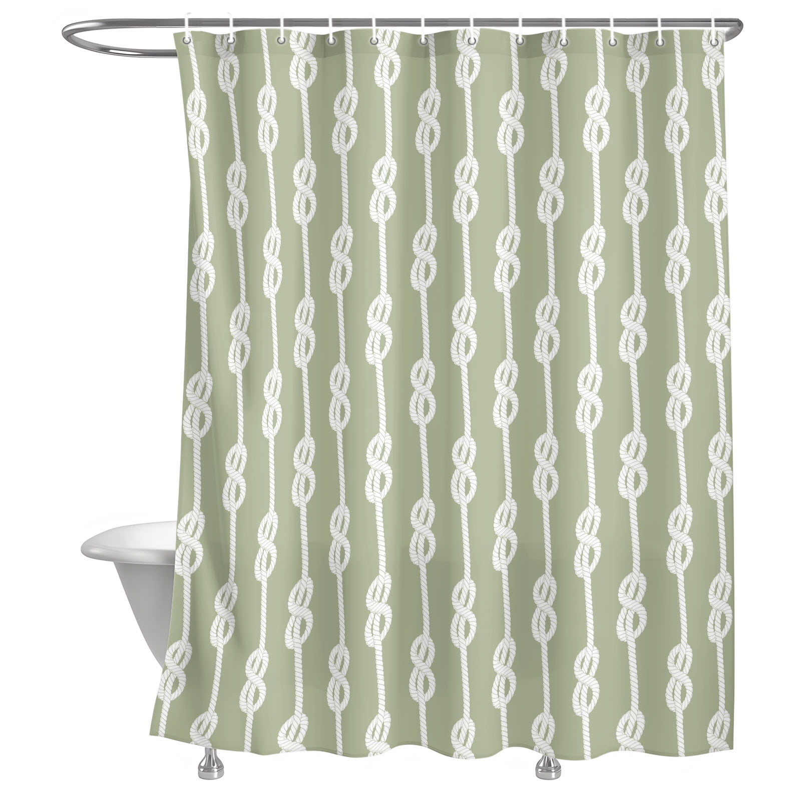 Bathroom Shower Curtain Abstract Knot on Green Background Waterproof ...