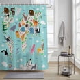 Bathroom Shower Curtain Abstract Map Cartoon Animals Waterproof Shower ...