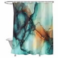 Bathroom Shower Curtain Abstract Marble Pattern Teal Waves Waterproof ...