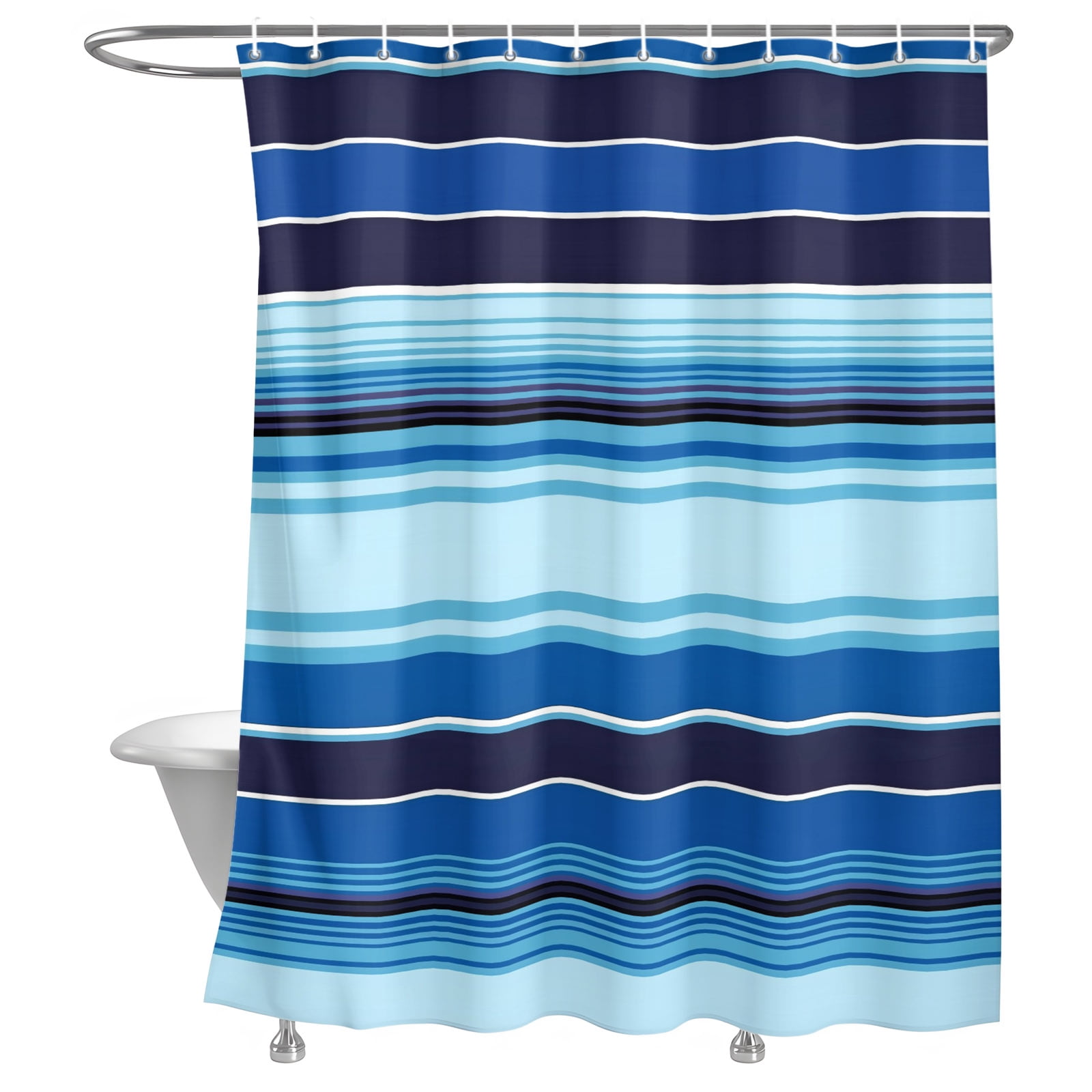 Bathroom Shower Curtain Abstract Modern Blue Stripes Waterproof Shower ...