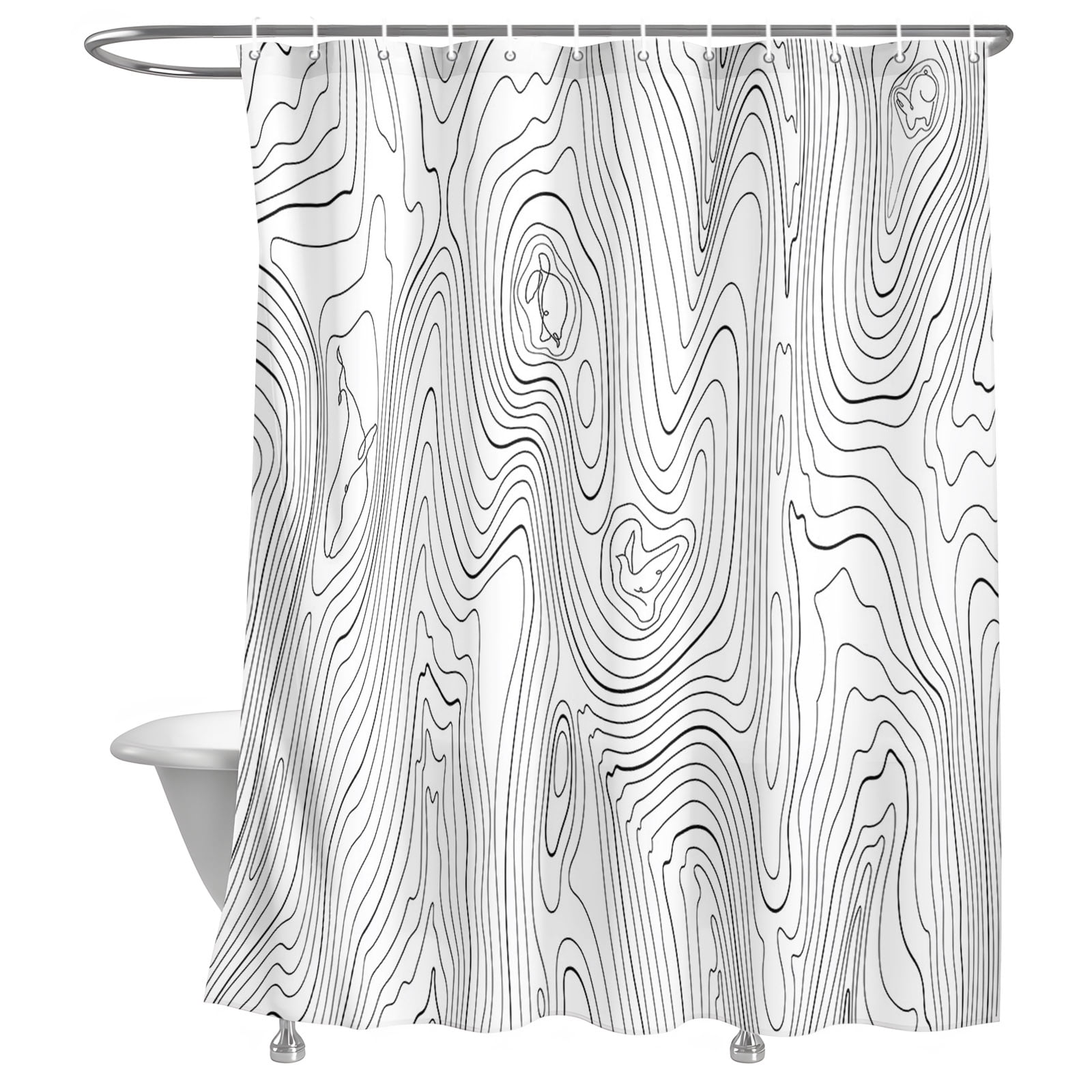 Bathroom Shower Curtain Abstract Mountain Line Texture Waterproof ...