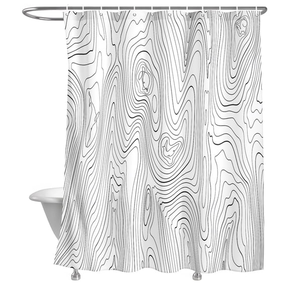 Bathroom Shower Curtain Abstract Mountain Line Texture Waterproof ...