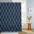 Bathroom Shower Curtain Abstract Navy Blue Waves Line Waterproof Shower ...