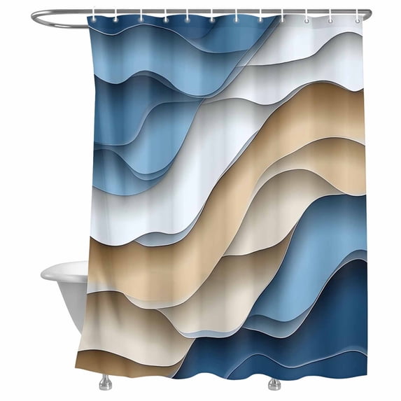 Bathroom Shower Curtain Abstract Ocean Wave Water Ripple Waterproof ...