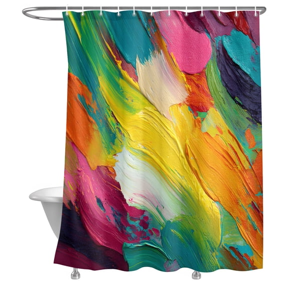 Bathroom Shower Curtain Abstract Oil Painting Pattern Waterproof Shower ...