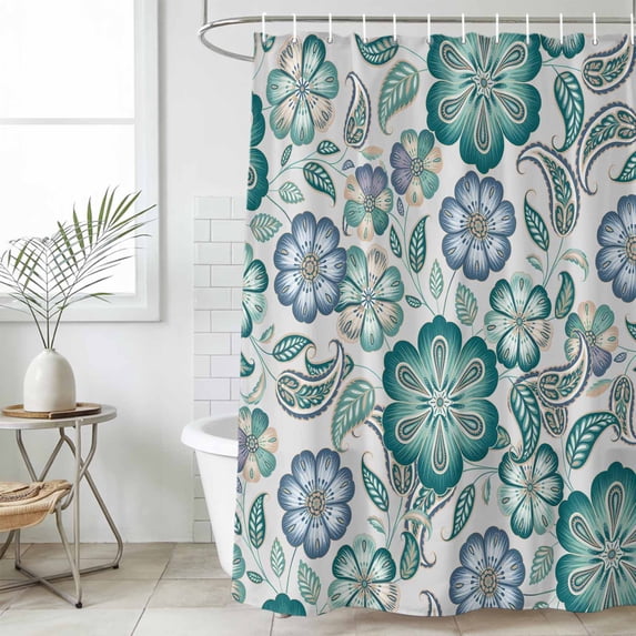Bathroom Shower Curtain Abstract Ombre Ethnic Flower Waterproof Shower ...