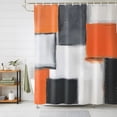 Bathroom Shower Curtain Abstract Orange Black Grey Block Waterproof ...