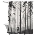 Bathroom Shower Curtain Abstract Pine Reindeer Silhouette Waterproof ...