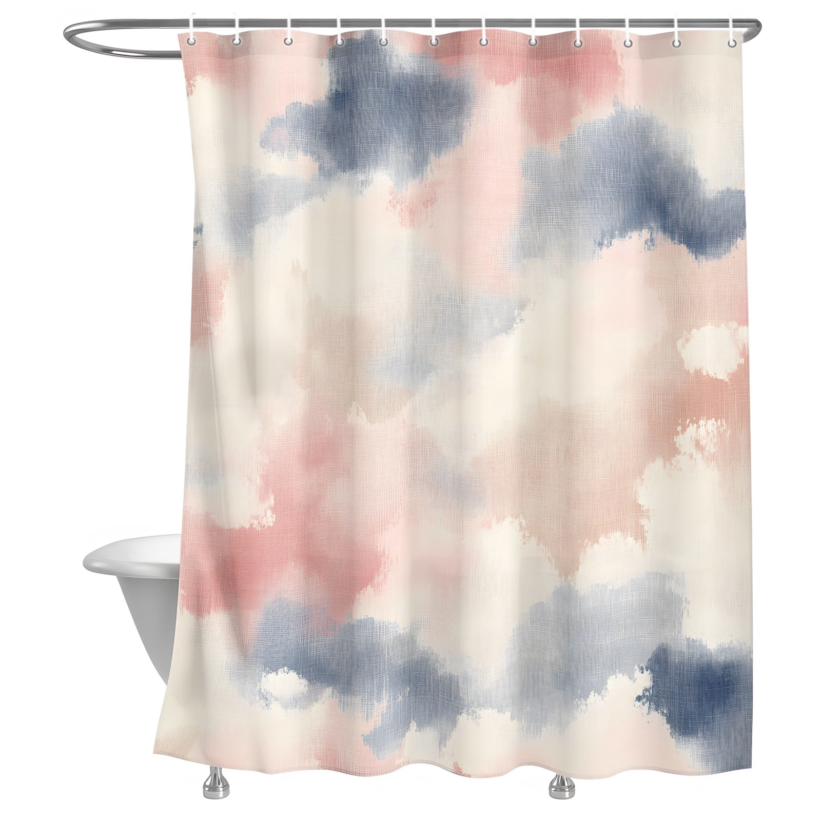 Bathroom Shower Curtain Abstract Pink Blue Color Block Waterproof ...