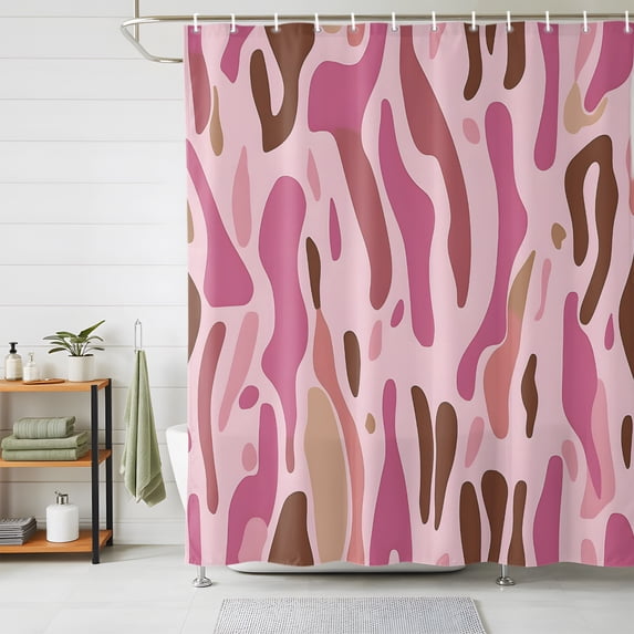 Bathroom Shower Curtain Abstract Pink Water Ripple Waterproof Shower ...
