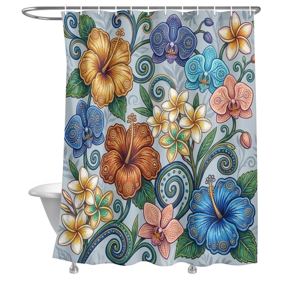 Bathroom Shower Curtain Abstract Retro Boho Flower Waterproof Shower ...