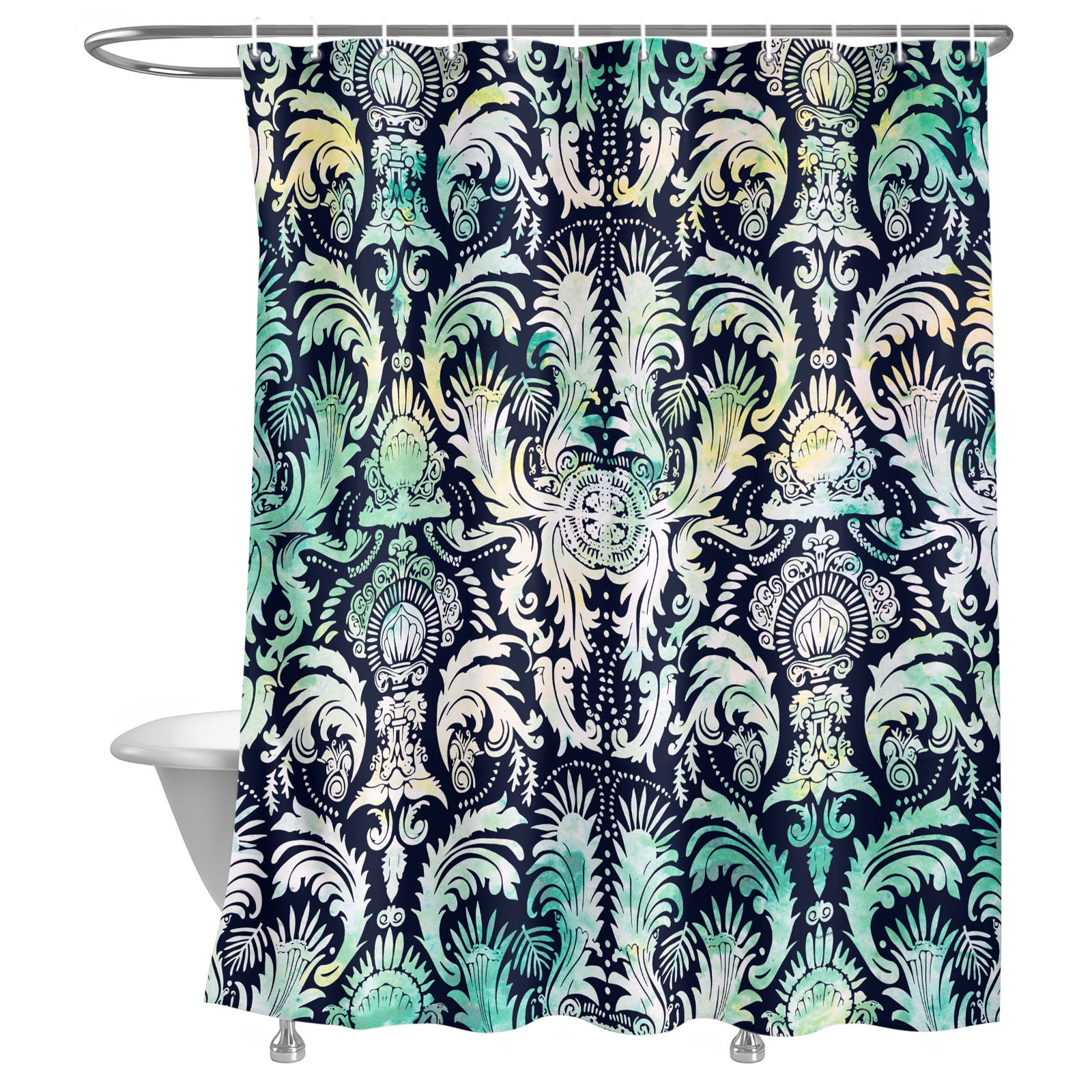 Bathroom Shower Curtain Abstract Seamless Leaves Texture Waterproof ...