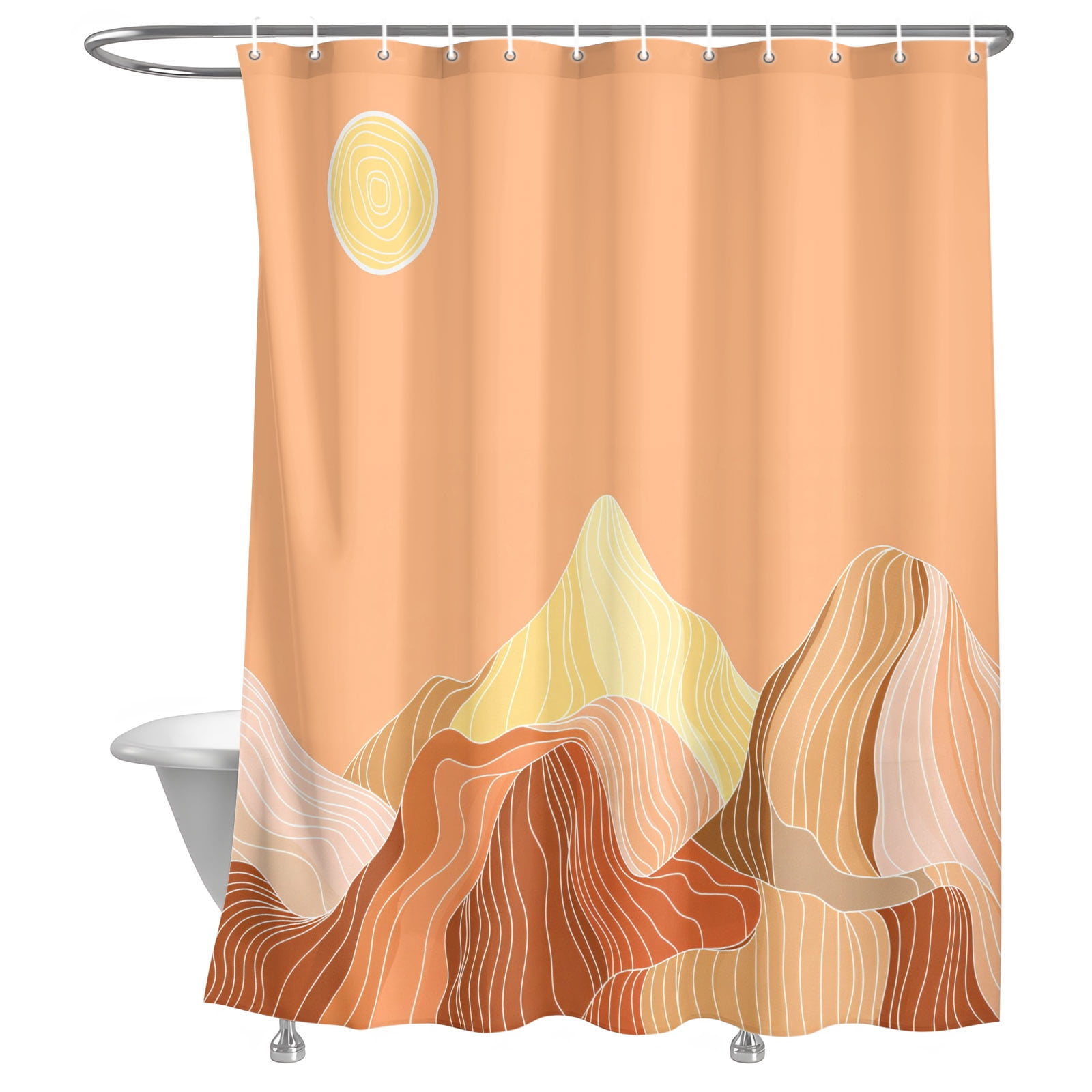 Bathroom Shower Curtain Abstract Sun Mountain Landscape Waterproof ...