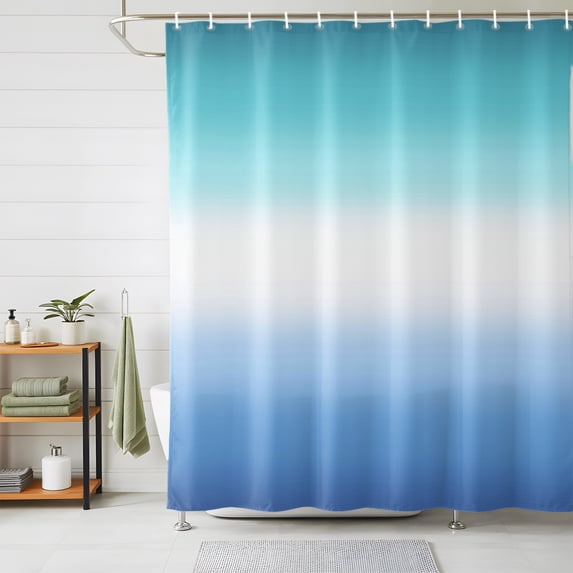 Bathroom Shower Curtain Abstract Teal Blue Graident Waterproof Shower ...