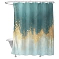 Bathroom Shower Curtain Abstract Teal Light Blue Color Block Waterproof ...