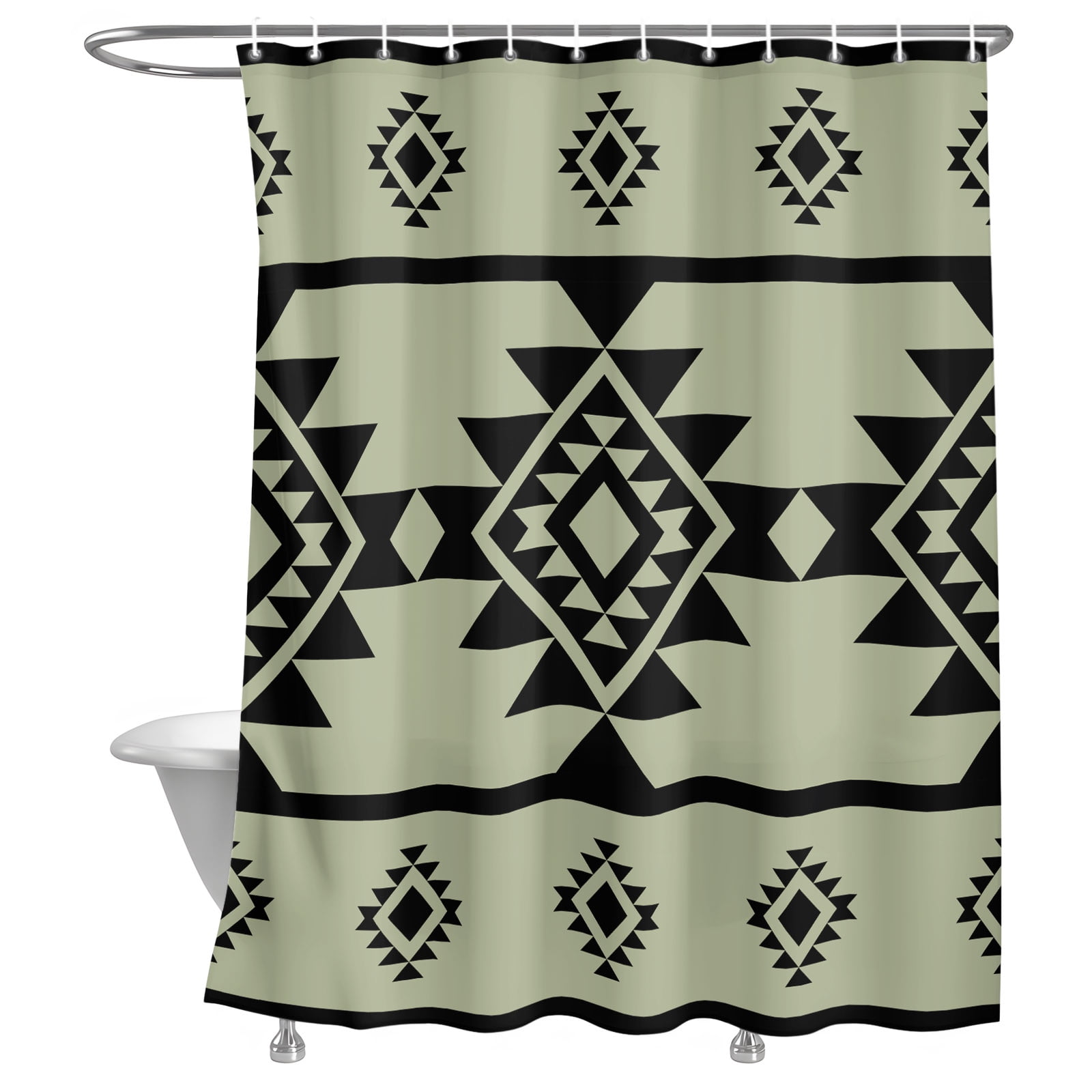 Bathroom Shower Curtain Abstract Traditional Trial on Light Green ...