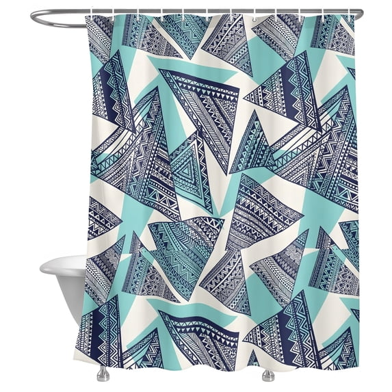 Bathroom Shower Curtain Abstract Tribal Triangle Pattern Waterproof ...