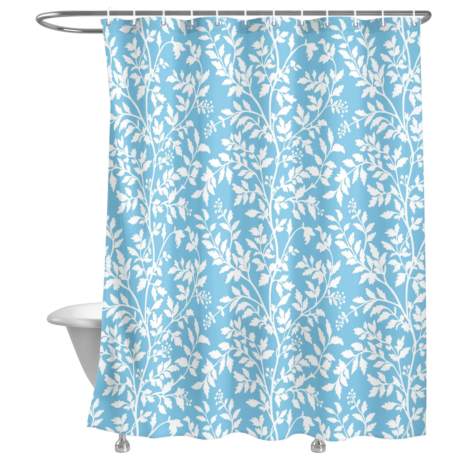 Bathroom Shower Curtain Abstract White Plant Branches Waterproof Shower ...