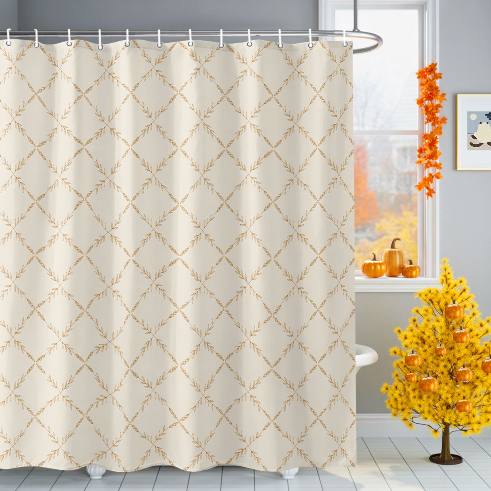 Bathroom Shower Curtain Abstraction Geometric Diamonds Waterproof ...