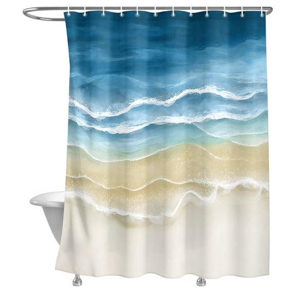Bathroom Shower Curtain Abstracts Ocean Wave Gradient Stripe Waterproof ...