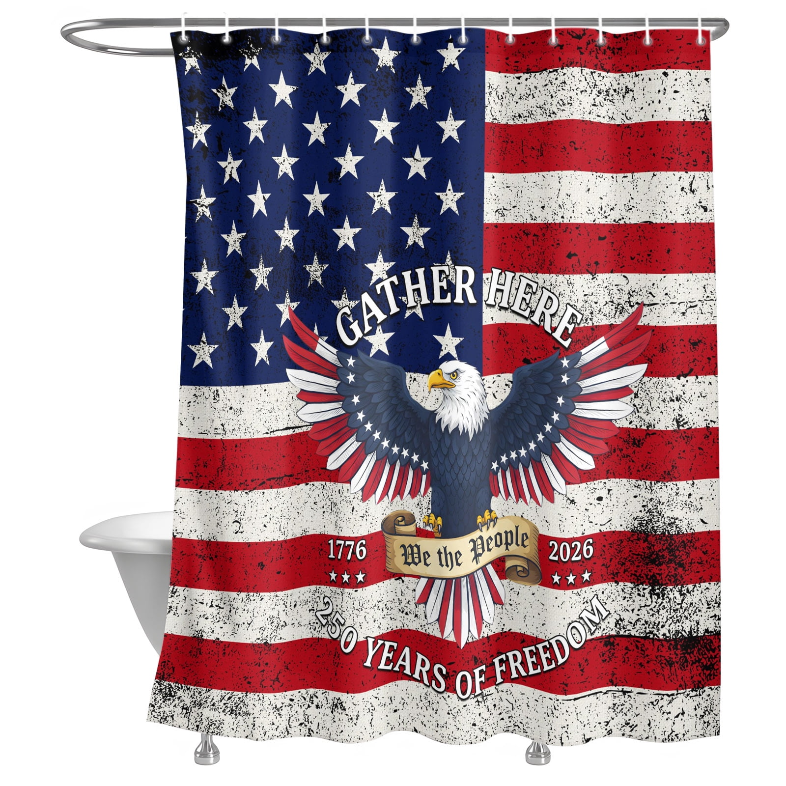 Bathroom Shower Curtain American Patriotic Eagle Waterproof Shower ...