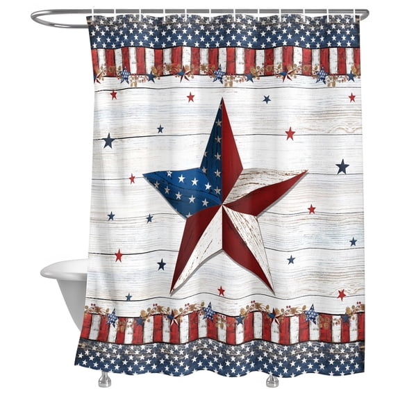 Bathroom Shower Curtain American Star Wood Board Waterproof Shower ...