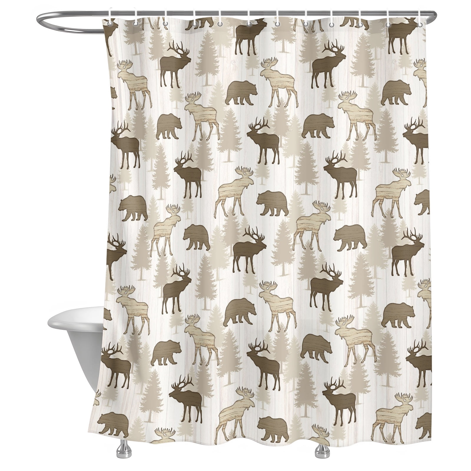 Bathroom Shower Curtain Animal Moose Bears Waterproof Shower Curtains ...