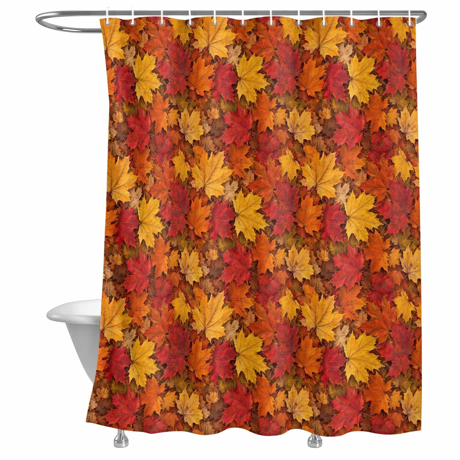 Bathroom Shower Curtain Autumn Maple Leaves Seamless Waterproof Shower ...