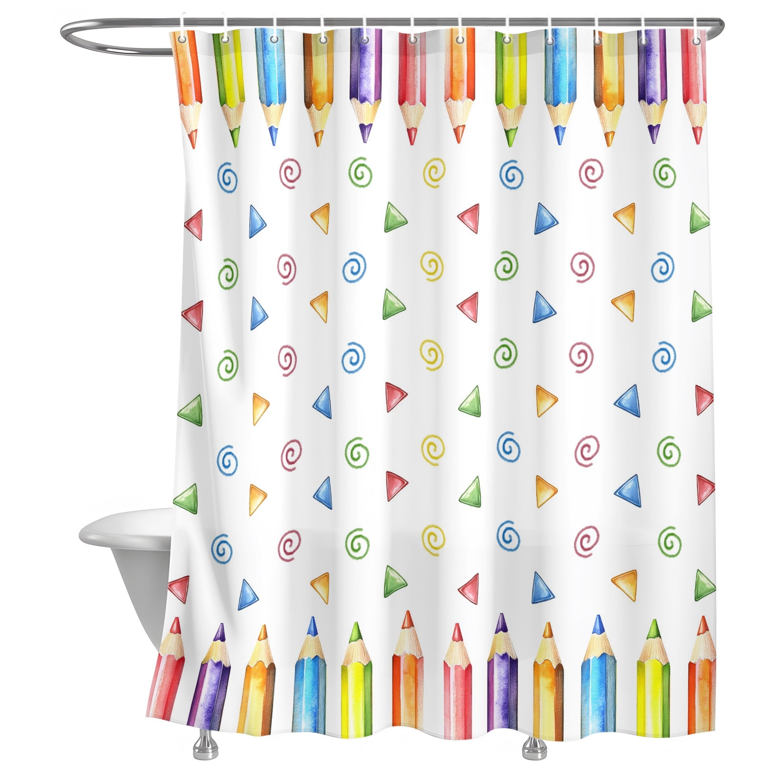 Bathroom Shower Curtain Back-to-school Season Pencil Waterproof Shower ...