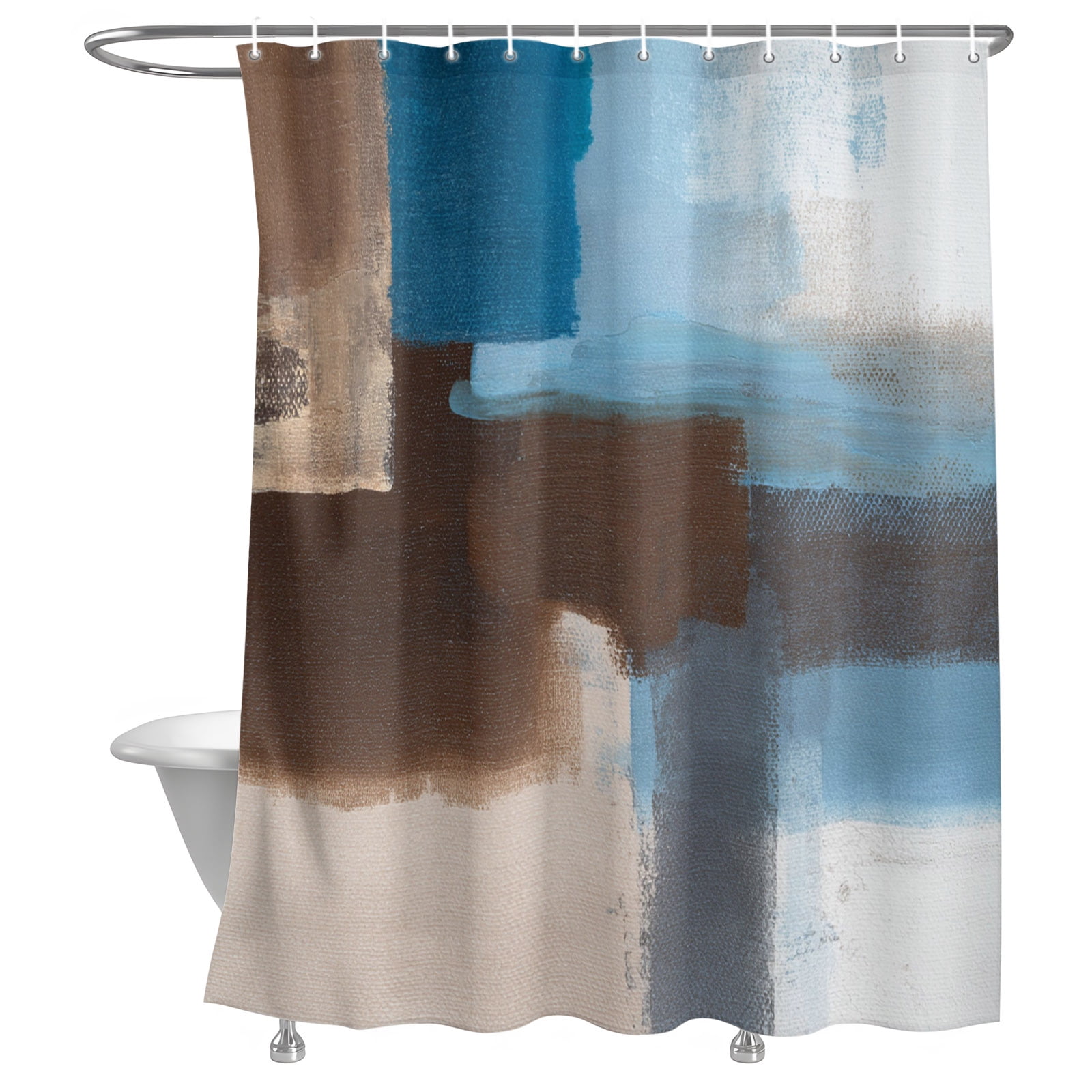 Bathroom Shower Curtain Blue Brown Mottled Texture Waterproof Shower ...