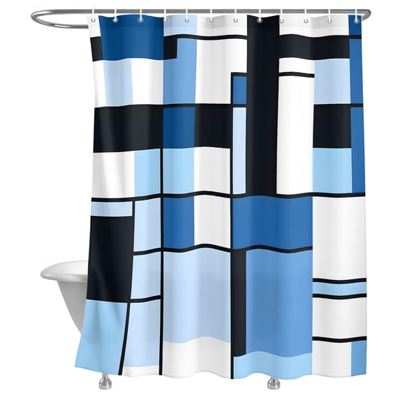 Bathroom Shower Curtain Blue Gradient Color Block Waterproof Shower ...