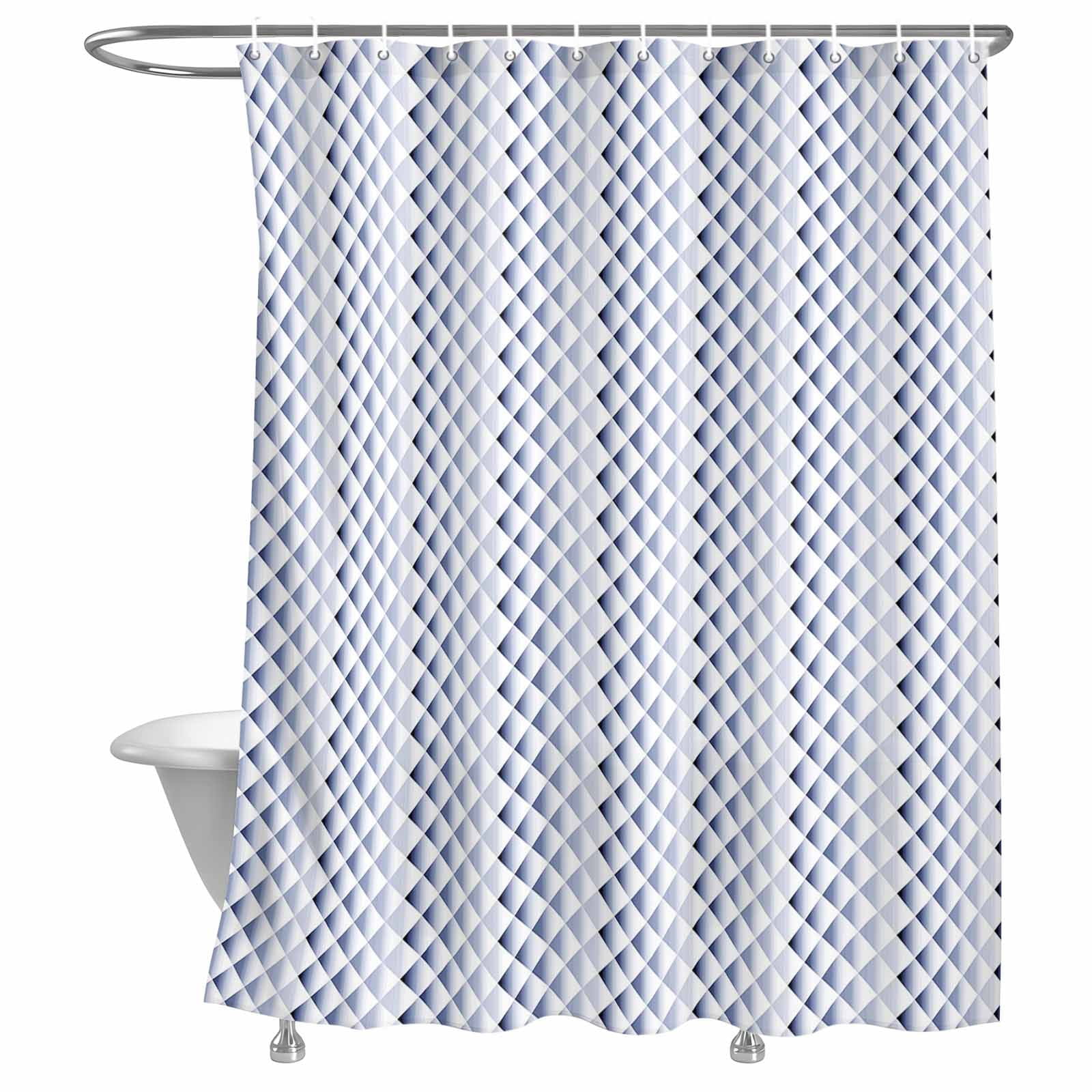 Bathroom Shower Curtain Blue Lattice Gradient Abstract Stripe ...