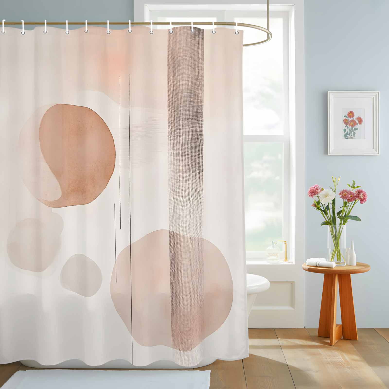 Bathroom Shower Curtain Bohemian Color Block Nordic Style Waterproof ...