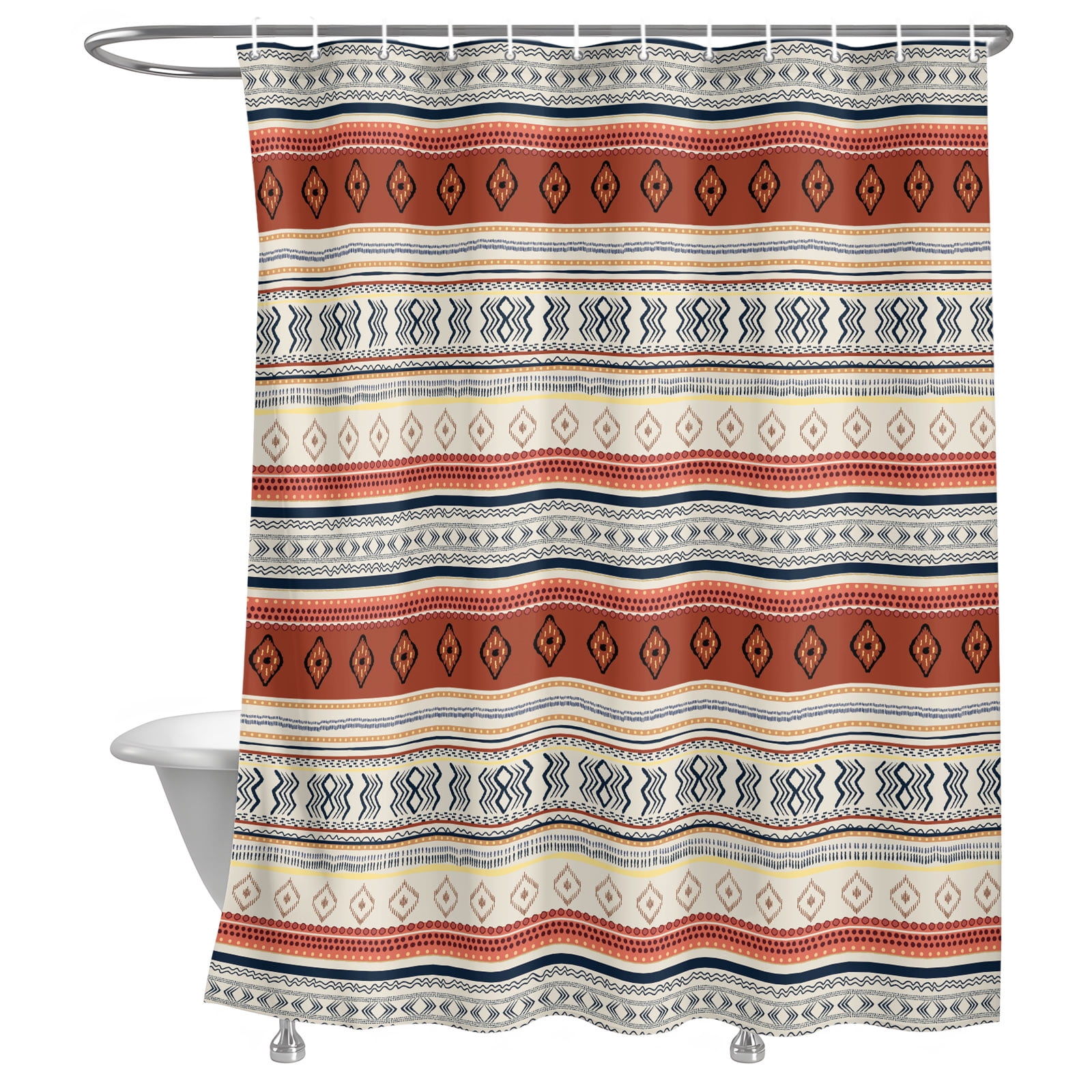 Bathroom Shower Curtain Boho Ethnic Traditional Folk Art Waterproof ...