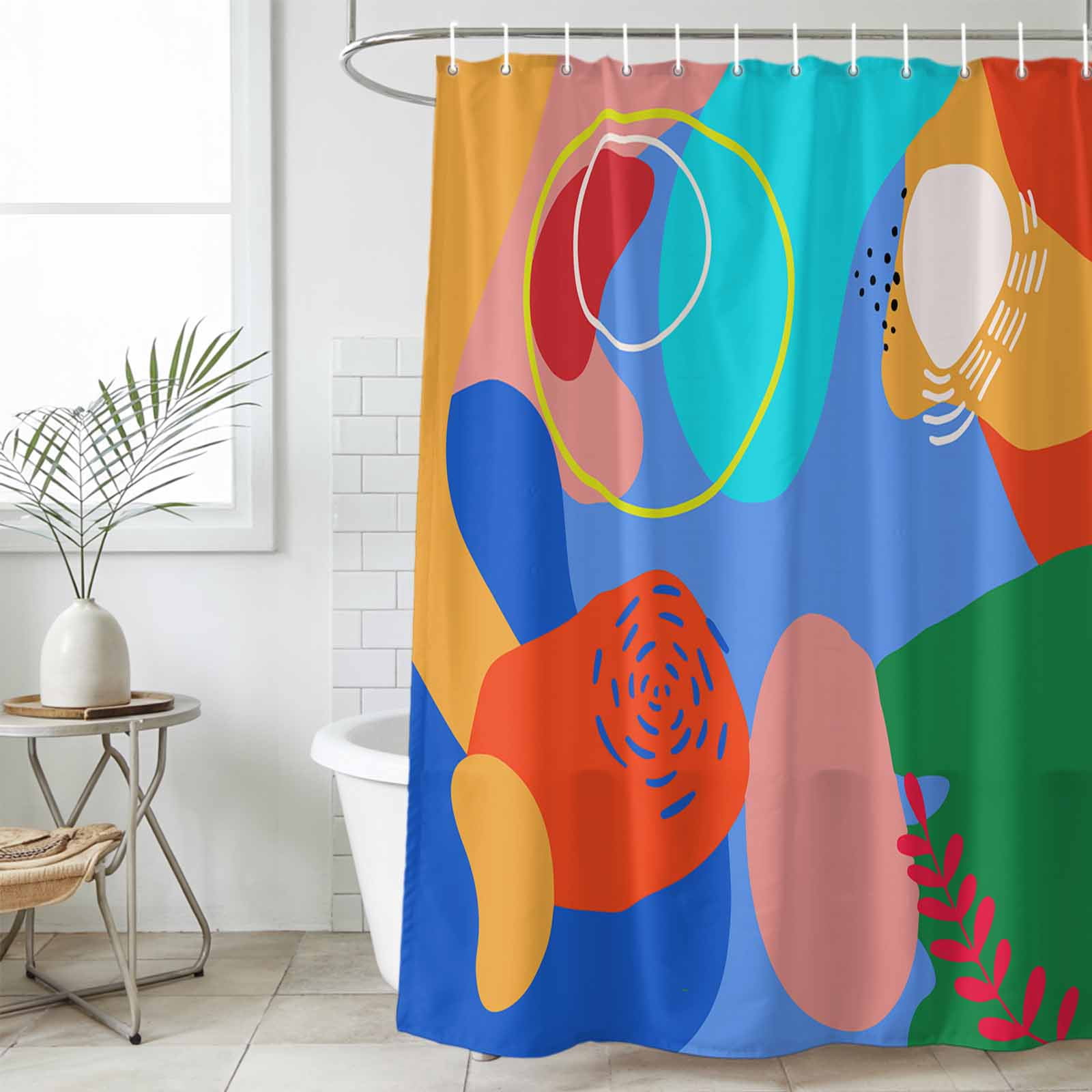 Bathroom Shower Curtain Boho Morandi Color Block Waterproof Shower ...