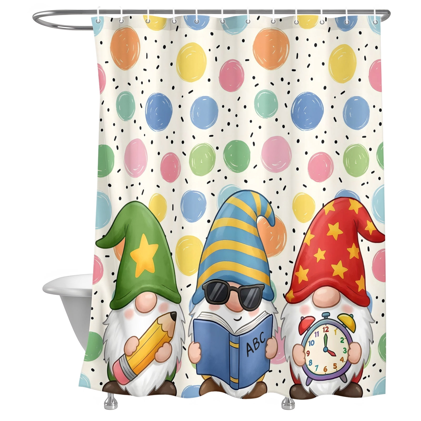Bathroom Shower Curtain Boho Style Cute Gnomes Waterproof Shower ...