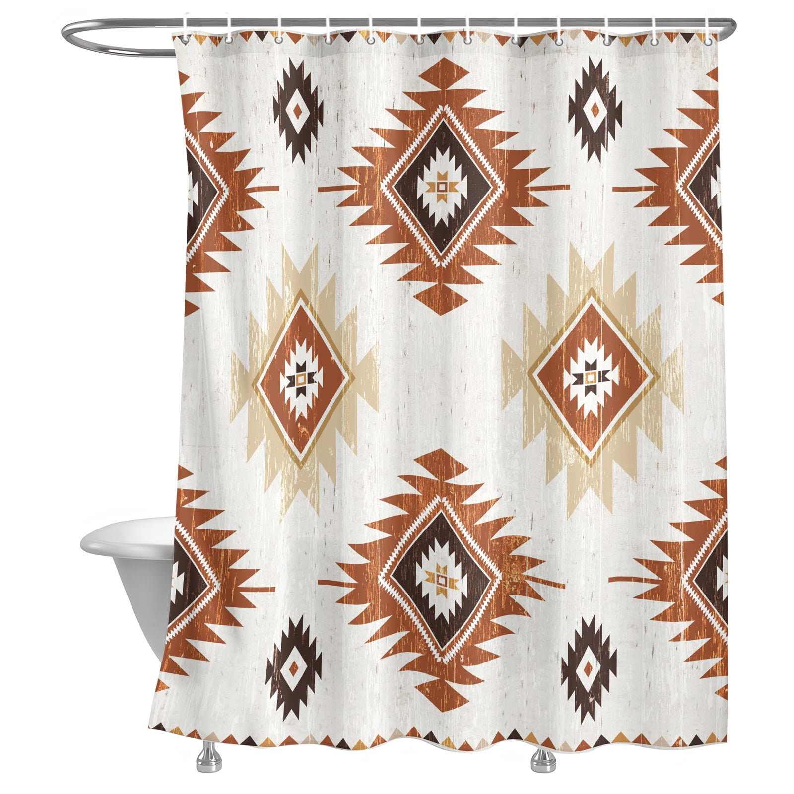 Bathroom Shower Curtain Brown Aztec Ethnic Art Waterproof Shower ...